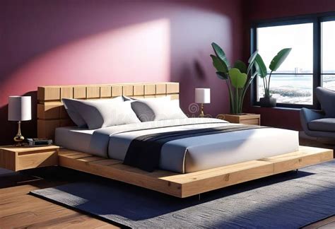 Large Double Bed In Modern Style Modern Design Of A Cozy And Calm Bedroom In Your Own Home