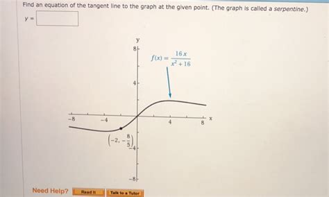 Solved Find An Equation Of The Tangent Line To The Graph At Chegg Com
