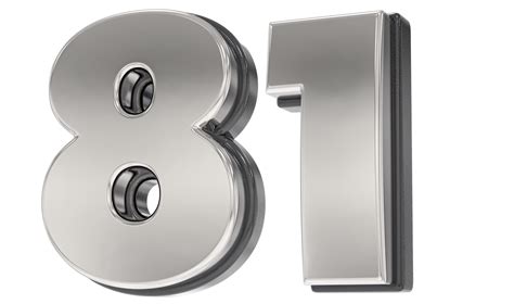 81 Number Silver And Black 3d Render 41280390 Png
