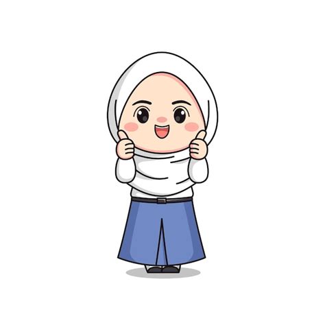 Estudiante De Secundaria De Ltimo A O De Indonesia Personaje De Chica Con Hijab Lindo Vector