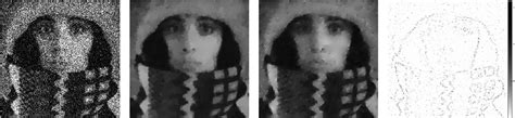 noisy image gaussian noise variance 0 05 left rof denoising result