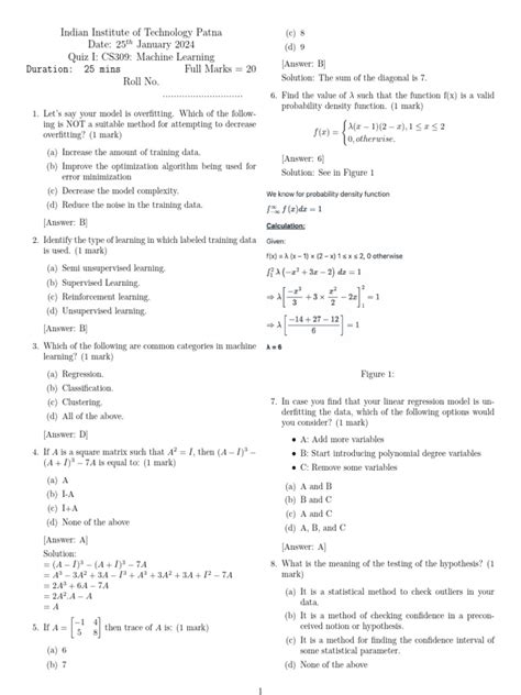 Quiz1 With Solution Pdf