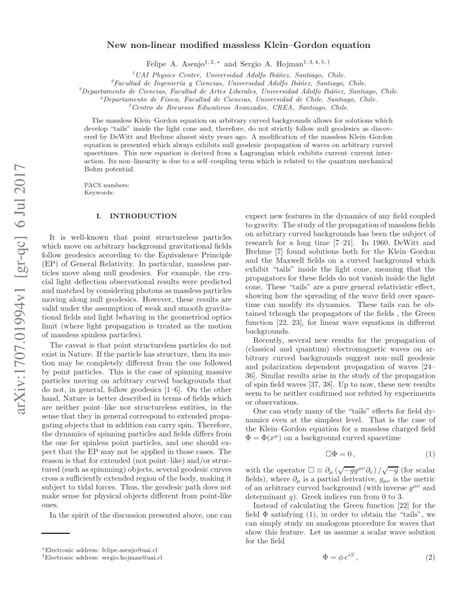 Pdf New Non Linear Modified Massless Klein Gordon Equation