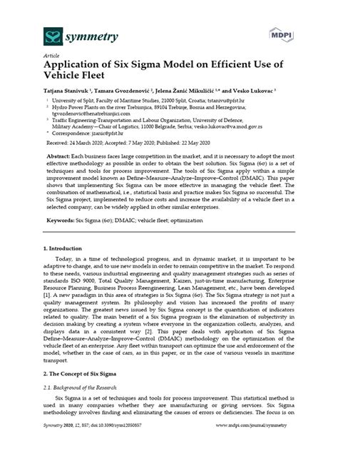 application of six sigma model on efficient use of pdf six sigma
