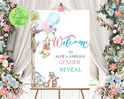 Editable Winnie The Pooh Gender Reveal Evite Boy Or Girl Etsy