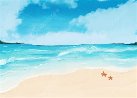 여름 해변 수채화 잉크 배경입니다 여름 배경 바닷가 대양 배경 일러스트 및 사진 무료 다운로드 Pngtree