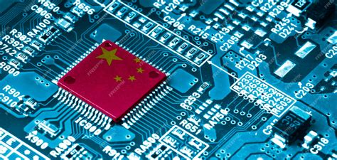 Premium Photo China Flag Print Screen On Microchip Processor On Electronic Board For Important