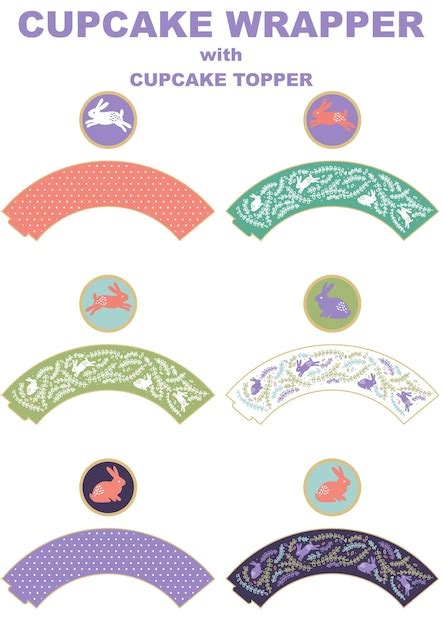 Premium Vector Set Easter Cupcake Wrapper