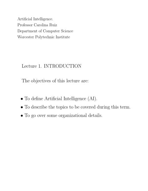 Pdf Lecture 1 Introduction The Objectives Of This Lecture Are To