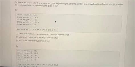 solved 1 prompt the user to enter five numbers being five
