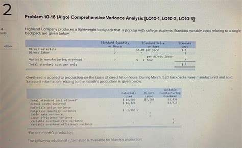 Solved 2 Problem 10 16 Algo Comprehensive Variance