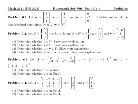 solved problem 6 1 let u ⎣⎡3−21⎦⎤ v ⎣⎡45−6⎦⎤ and