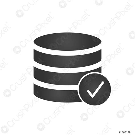 Database Server Isolated Flat Web Mobile Icon With Checkmark Vector
