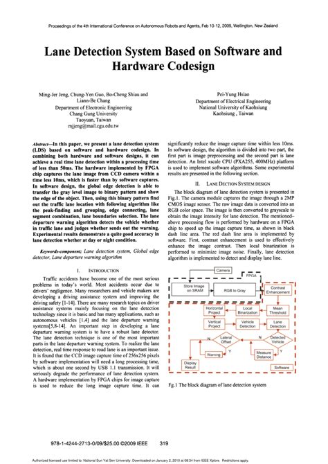Pdf Lane Detection System Based On Software And Hardware Codesign