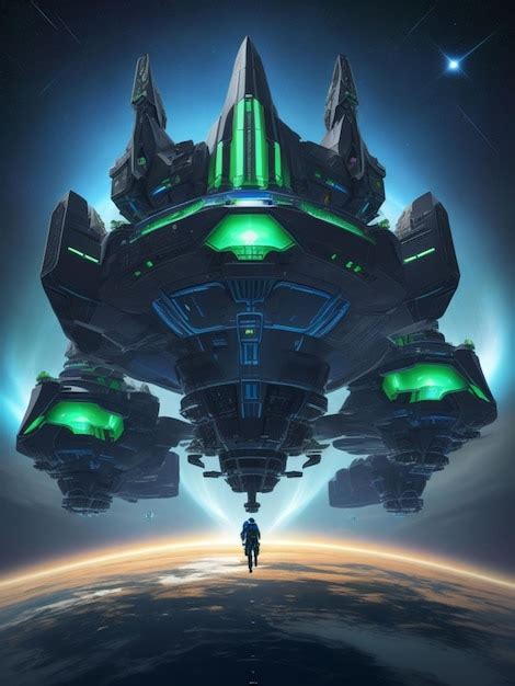 A Sleek Futuristic Spacecraft Orbits Planet Earth Its Advanced Ai