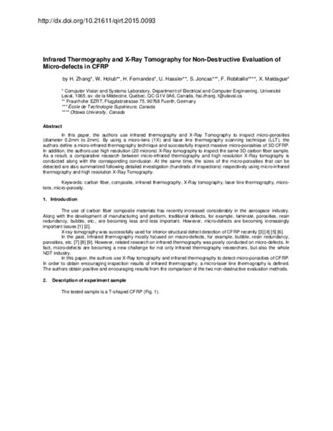 Pdf Infrared Thermography And X Ray Tomography For Non Destructive