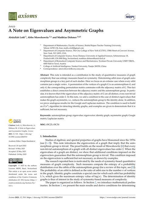 Pdf A Note On Eigenvalues And Asymmetric Graphs