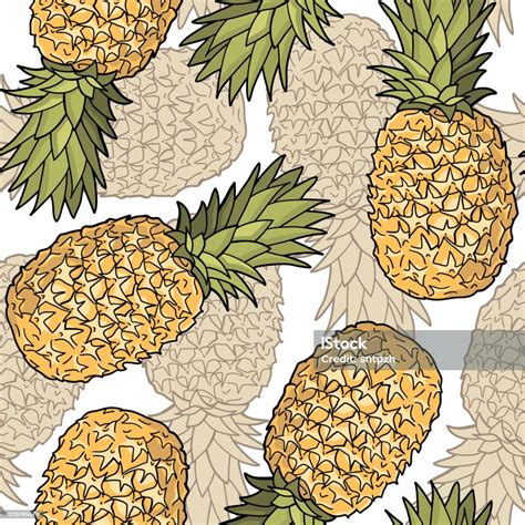 파인애플과 원활한 패턴 그래픽 양식에 일치시키는 도면입니다 벡터 일러스트레이션 0명에 대한 스톡 벡터 아트 및 기타 이미지 0명 과일 꽃무늬 Istock