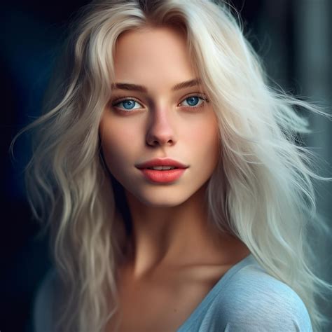 Premium Ai Image Beautiful Sexy Blond Woman Along The Shoreline Hair Blowing Hair