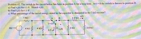 Solved Problem The Switch In The Circuit Below Has Been Chegg