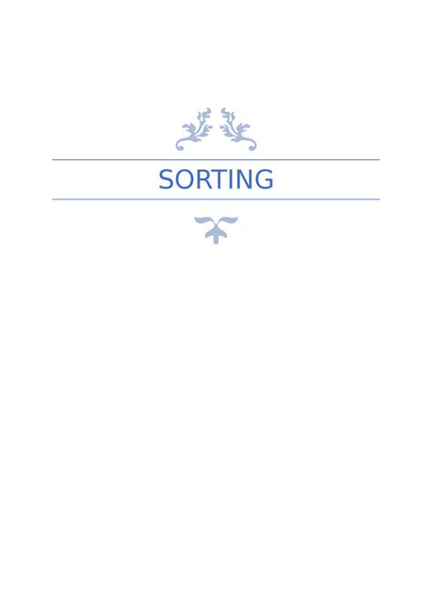 DS Notes Sorting SORTING Sorting Sorting Rearranging The Values In An Array Or Collection