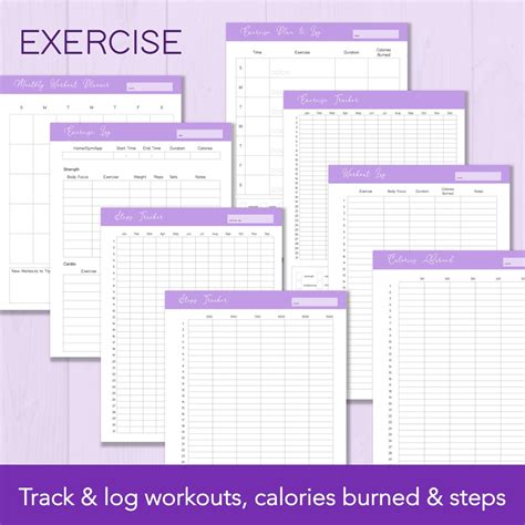 Printable Fitness Planner Workout Planner Weight Loss Tracker Meal