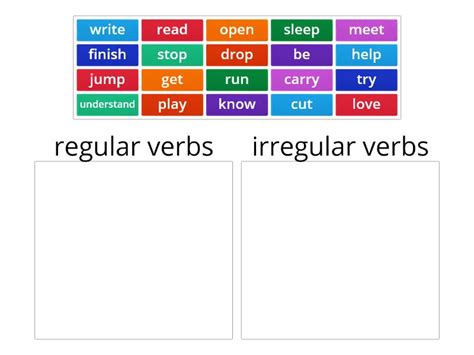 Regular Vs Irregular Verbs Categorize