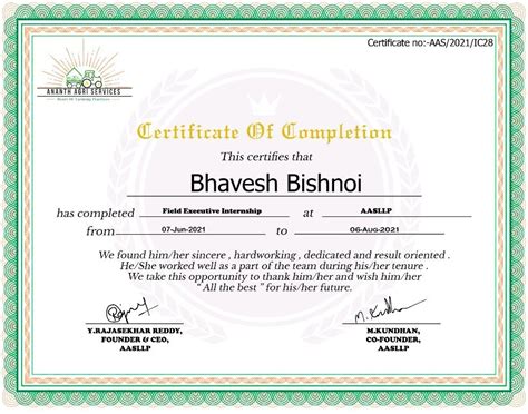 Bhavesh Bishnoi On Linkedin Internship Completion Certificate As Field Executive At Ananth Agri