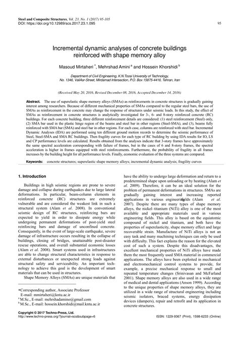 Pdf Incremental Dynamic Analyses Of Concrete Buildings Reinforced With Shape Memory Alloy