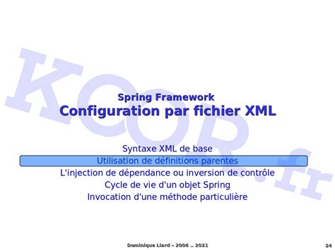 Le Framework Spring Spring Framework Configuration Par Fichier Xml