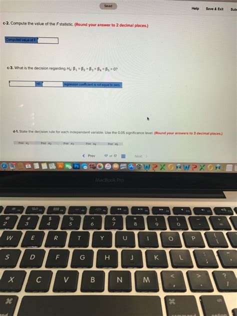 Solved Help Save Exit Submit The Folowing Regression Output Chegg
