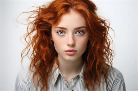 Premium Photo Passionate Redhead Girl Holding Her Hands In Her Heart Closes Her Eyes And
