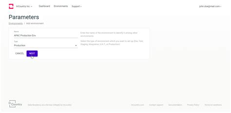 Managing Environments InCountry Docs