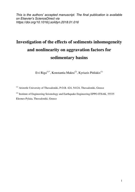 Pdf Investigation Of The Effects Of Sediments Inhomogeneity And Nonlinearity On Aggravation