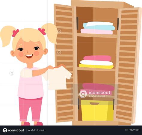 Best Girl Arranging Her Clothes Illustration Download In Png And Vector