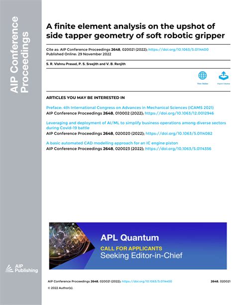 Pdf A Finite Element Analysis On The Upshot Of Side Tapper Geometry