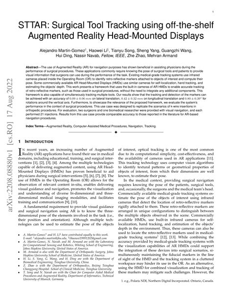 Pdf Sttar Surgical Tool Tracking Using Off The Shelf Augmented