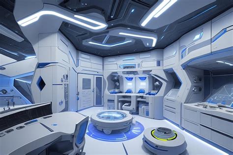 Premium Ai Image Futuristic Quantum Space Exploration Lab