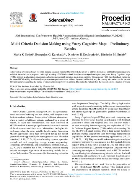 Pdf Multi Criteria Decision Making Using Fuzzy Cognitive Maps