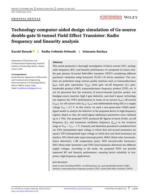 Technology Computer‐aided Design Simulation Of Ge‐source Double‐gate Si‐tunnel Field Effect