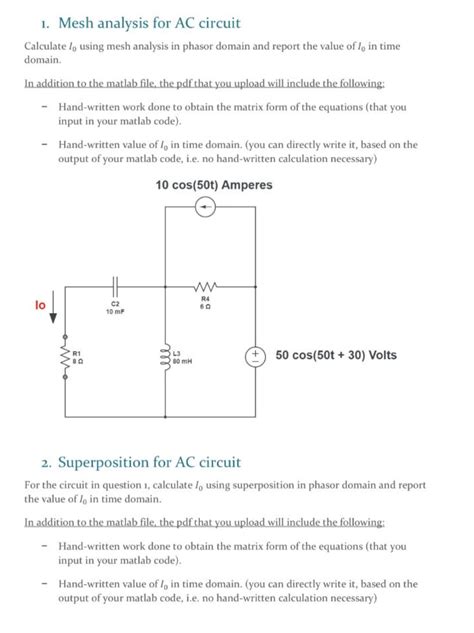 Solved 1 Mesh Analysis For AC Circuit Calculate L Using Chegg Com