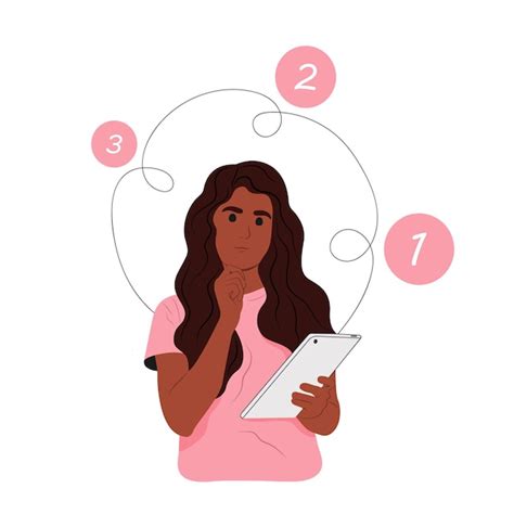 Premium Vector A Young Pensive Girl Makes A Todo List Agenda Strategy