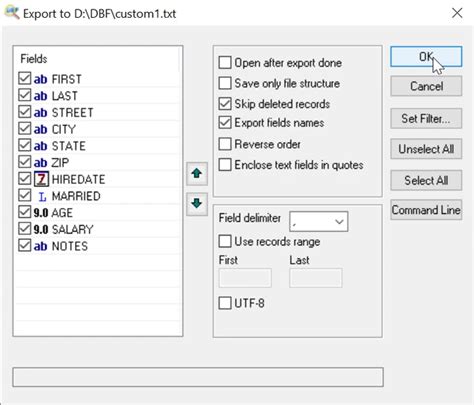 Dbf To Text Export