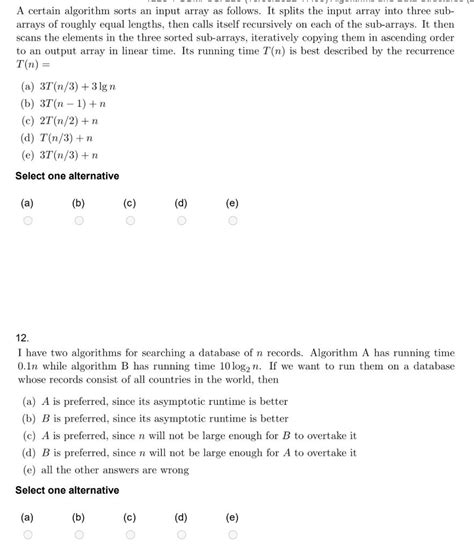 Solved An Algorithm Whose Running Time For Input Size N