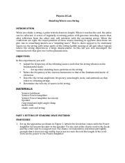 Lab Standing Waves On A String Doc Physics II Lab Standing Waves On A String INTRODUCTION