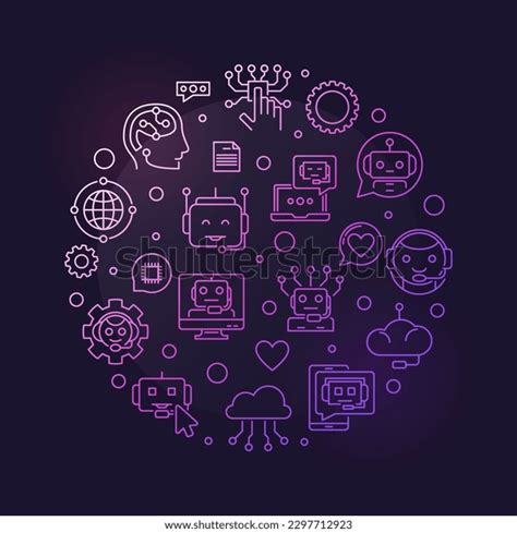 Chatbot Concept Thin Line Round Vector Stock Vector Royalty Free