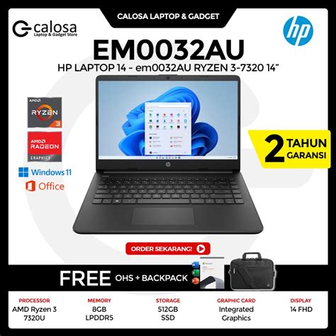 Jual Laptop Hp Em Au Ryzen U Ram Gb Ssd Gb Win Ohs Free Sleeve Case