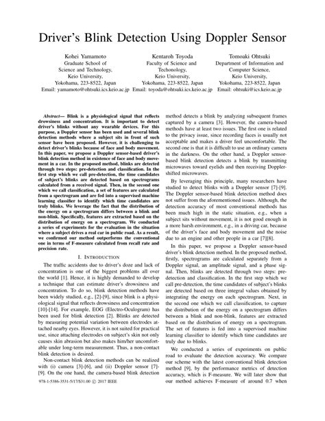 Pdf Drivers Blink Detection Using Doppler Sensor