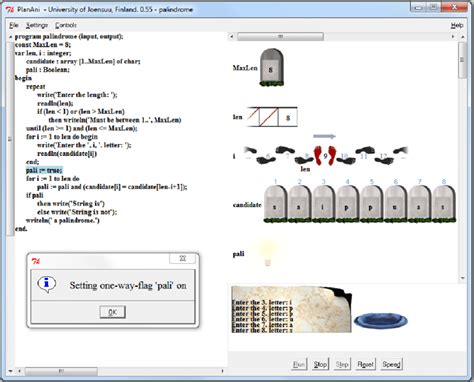 Planani Executing A Pascal Program Variables Are Visualized In