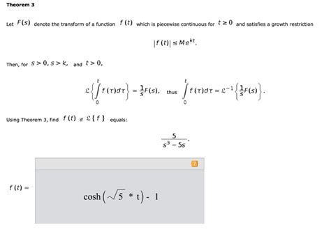 Solved Theorem Let F S Denote The Transform Of A Function Chegg